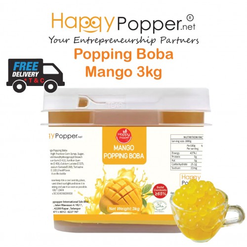 Popping Boba Pearl Coating Juice Ball ( Square ) Mango 3 kg BT-J0023 ( 4/Ctn ) 芒果爆爆珠